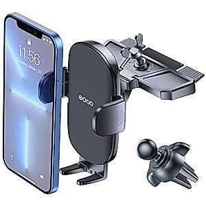 OQTIQ CD Phone Holder for Car, Sturdy CD Mount & Air Vent Car Phone Mount, [Silicone Pad Protection] for CD Player Car Phone Holder Compatible with iPhone 13, All Phones