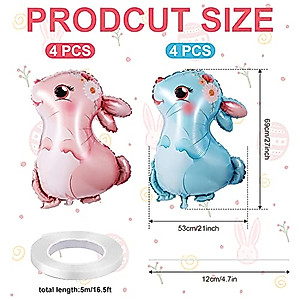 8pcs 27" Bunny Balloons, Easter Rabbit Balloons Aluminum Foil Easter Party Decoration 2023 New Year Party Decoration for Birthday Party, Baby Shower, Gender Reveal