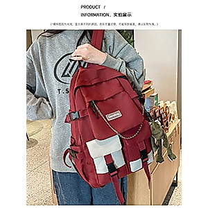 HOKMAH Kawaii Backpack with Kawaii Pin and Accessories, Cute Backpack for Girls Boys Preppy Staff Back Top School Supplies Gifts (Red)