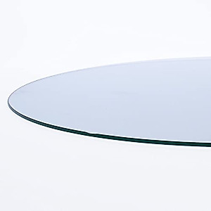 36" Round Clear Tempered Glass Table Top 3/4" Thick Flat Polished Edge.