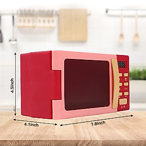 Cuterabit Toy Microwave Oven Playset with Light and Sound, Toy Kitchen Appliances for Kids, Play Kitchen Accessories and Toy Food for Toddlers 3 Year Old Up Girls Boys, Red