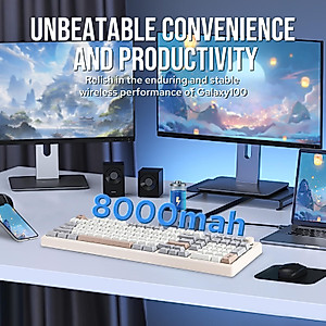 EPOMAKER Galaxy100 QMK/VIA Wireless Gaming Keyboard, Aluminum Shell, Bluetooth/2.4Ghz/USB-C, Pre-Lubed Hot-Swappable Linear Switches, NKRO, RGB Backlit (Creamy White, Marble White Switch)