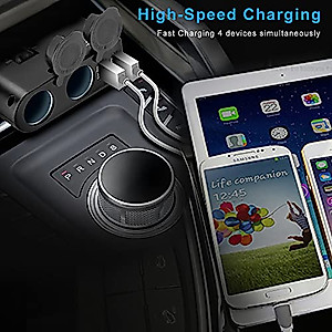 Rocketek 2-Socket Car Splitter Cigarette Lighter Adapter 4 in 1 Multi Power Outlet 12/24V 90W with 3.1A 2 USB Car Charger Adapter, Cigarette Lighter Splitter Adapter for iPhone Pad Phone Tablet GPS
