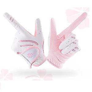 CINGHI LUSSO Children's Golf Gloves, Leather Elastic Fabric Golf Gloves for Boys and Girls, Soft, Breathable and Wear-resistant, A Pair of Left and Right Golf Gloves - S/M/L