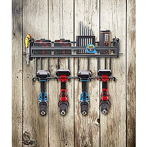 Power Tool Organizer Drill Holder Wall Mount Cordless Drill Storage with 2 Screwdriver Holder, Heavy Duty Tool Organizers And Storage, Tool Garage Organization Tool Rack,Father's Day Gifts
