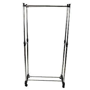 Thxbye Garment Rack, Clothes Rack Dual-bar Vertically-Stretching Stand Shoe Coat Storage Organizer Shelf in Entryway Office Shop Laundry Corner Space Saving