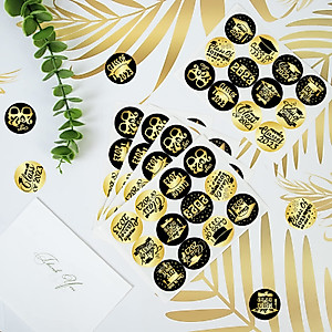 2023 Graduation Stickers, 240 Pieces Class of 2023 Grad Circle Stickers, Graduation Envelope Seals Candy Label Stickers (12 Design) - Black Gold