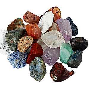 SUNYIK Natural Raw Stones Rough Rock Crystals for Tumbling,Cabbing,Assorted Stones,1pound(About 460 Gram)