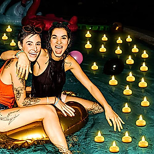 72 Pieces Led Flameless Floating Candles Waterproof Floating Flickering Tealight Candles Battery Operated Votive Tealights for Wedding Centerpiece Christmas Valentine's Day Party Decor (Warm White)