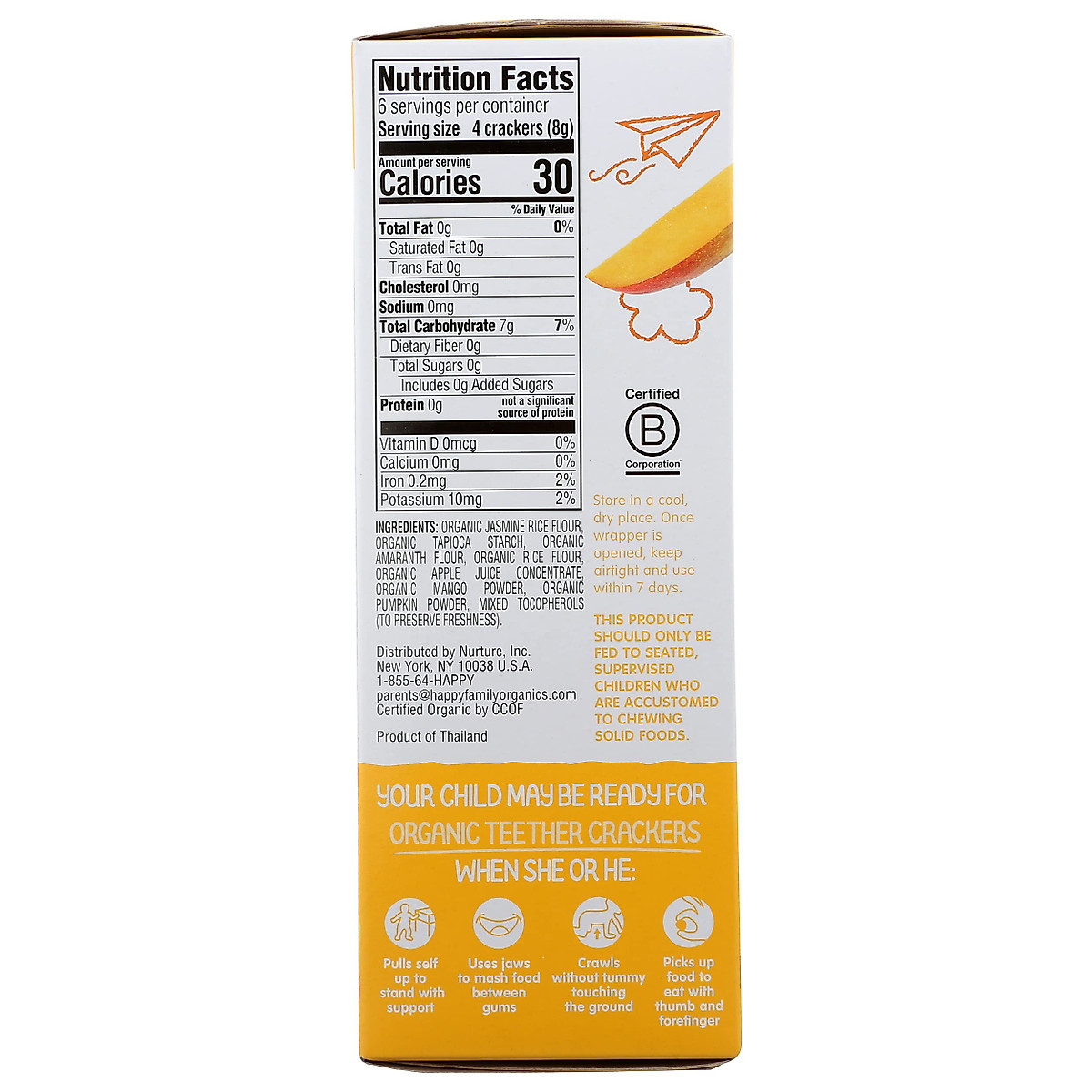 Happy Baby Organic Mango & Pumpkin Teether Crackers 12 Count, 1.7 OZ