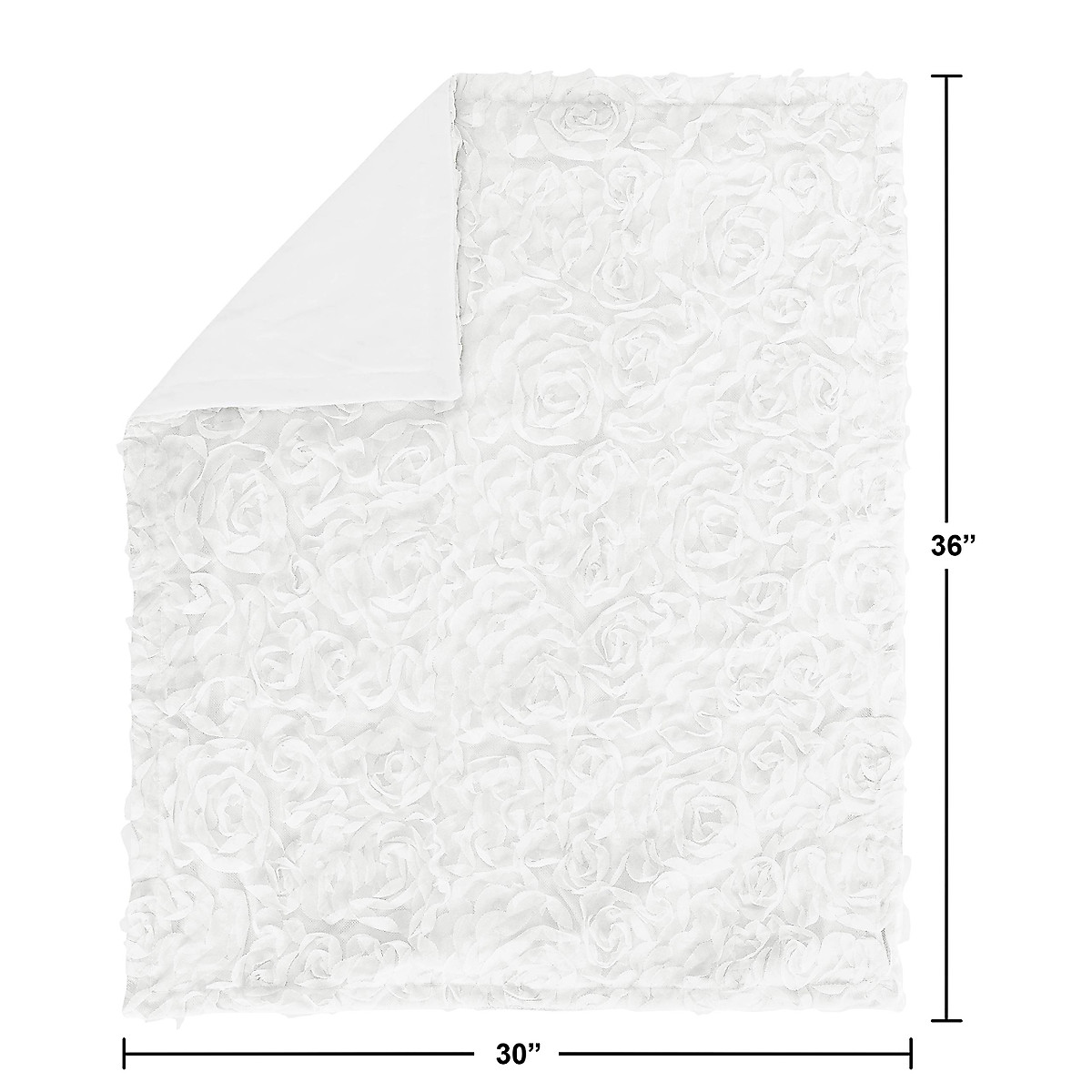 Sweet Jojo Designs White Floral Rose Baby Girl Blanket Receiving Security Swaddle for Newborn or Toddler Nursery Car Seat Stroller Soft Minky - Solid Flower Elegant Boho Shabby Chic Luxury Glam Roses