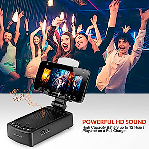 Cell Phone Stand with Bluetooth Speaker,Wireless Speaker with Anti-Slip Holder and Charging Station Compatible for iPhone/iPad/Samsung and More,Adjustable Angle and Height,Gifts for Men and Women