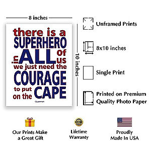 Superhero In All of Us - Inspirational Quotes Wall Decor, Modern Typographic Wall art Print With Superman Inspirational Quotes Is For Home, Office, School, & Gym Wall Décor. Unframed - 8 x 10"