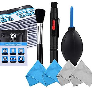 Camera Lens Cleaning Kit - Air Blower, Cleaning Brush, 2in1 Lens Cleaning Pen, 50 Individually Wrapped Wet Tissues and 4 Microfiber Cloths