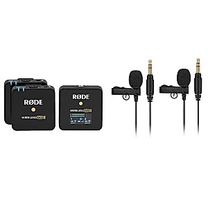 Rode GO II Dual Channel Wireless Microphone System, Series IV 2.4GHz Digital Transmission, 128-bit Encryption, 3.5mm TRS Analog Output, USB-C and iOS Compatible