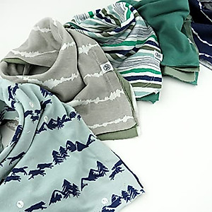 HonestBaby 5-Pack Organic Cotton Reversible Bandana Bib Burp Cloths, Good Natured, One Size