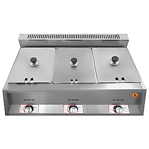 LyeXD 3-Pan Commercial Food Warmer, Electric Countertop Steam Table Adjustable Temp Gas Fryer, Stainless Steel Buffet Bain Marie Cooking Heating Pot for Home and Restaurant Use