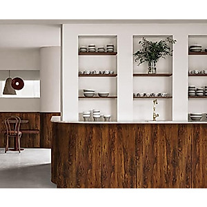 Dimoon Wallpaper 118"x15.7"Wood Contact Paper Brown Waterproof Wood Peel and Stick Wallpaper Thicken Texture Wood Wallpaper Removable Yellow Rustic Wood Grain Self-Adhesive Vintage Cabinet Table Roll