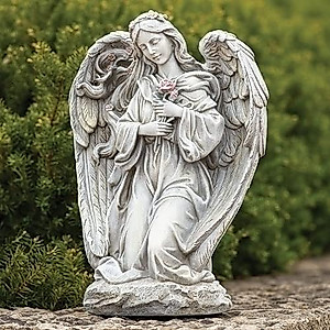 Joseph's Studio by Roman, Garden Statuary Collection, 16" H Angel Holding Flowers, Home Décor, Devout Gift, Prayerful Inspiration (11x8x15)