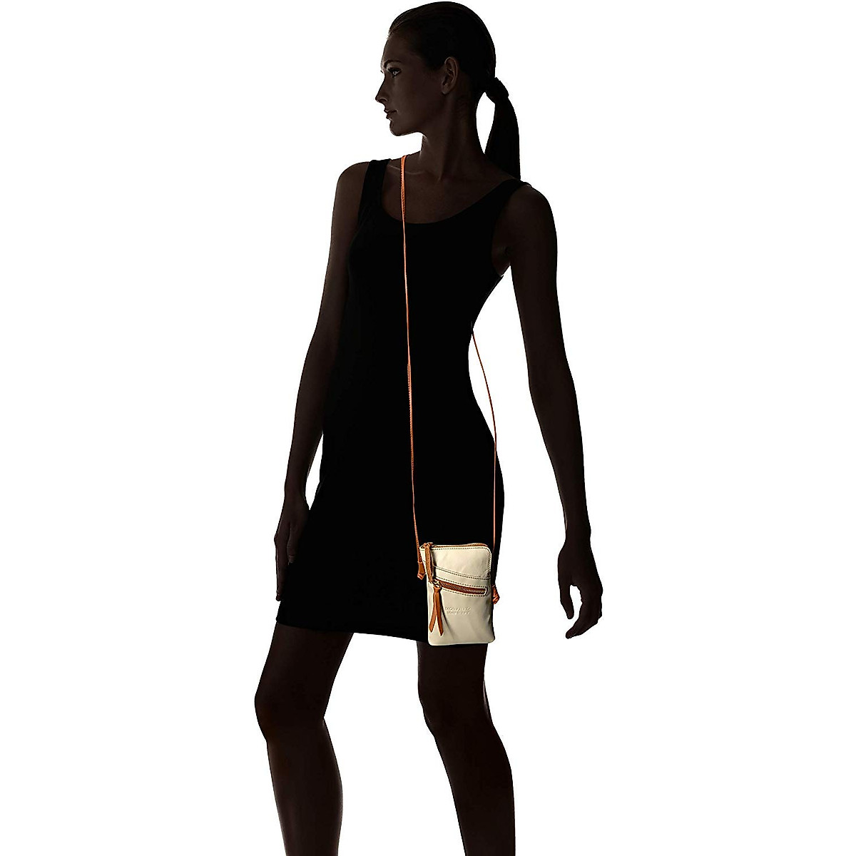 Monahay Small Italian Leather Cross Body Cell Phone and Passport Travel Pouch Bag MH9723 … (Metallic Gold)