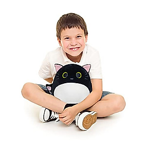 HENXING 8 inch Black Cat Plush Toy, Soft Black Cat Pillow, Halloween Black Cat Stuffed Animal Plushie Doll, Cat Shape Design Home Sofa Decoration Doll, Birthday for Kids