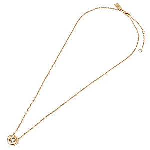 COACH Open Circle Stone Necklace-Rose Gold