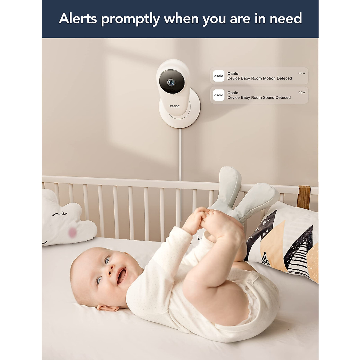 GNCC Baby Monitor with Camera and Night Vision, 1080P Baby Camera Monitor，Indoor Camera with Two Way Audio, 2.4G WiFi Smartphone Control, Motion/Sound Detection, SD&Cloud Storage, C1