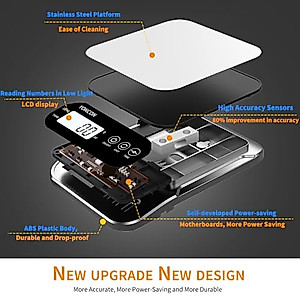 YONCON Smart Food Scale Digital Weight Grams and Oz, 3kg/0.1g Kitchen Scale for Weight Loss, Cooking, Baking, Super Accurate, Easy to Clean and Store, Tare Function (Batteries Included)