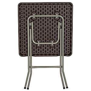 Flash Furniture Linburgh 1.95-Foot Square Brown Rattan Plastic Folding Table
