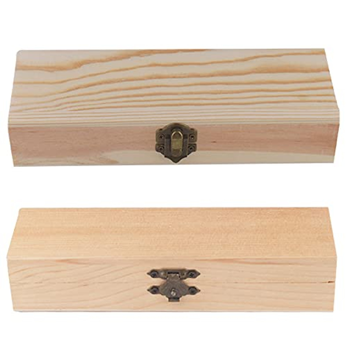 Wooden Stationery Case with Metal Lock,Solid Rectangular DIY Painted Pencil Case Storag (1)