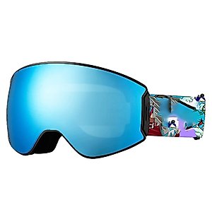 Feilx Ski Goggles for Women Men Glasses Snow Goggles-Interchangeable Lens,Anti Fog Snowboard Goggles for Men Women (Color : Blue, Size : 18 * 11cm)