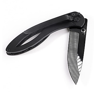 Cool Hand 3.75'' Carbon Fiber Scale Folding Pocket Knife w/ 2.75'' Polished Black Ceramic Blade, Frame Lock, Black Liner