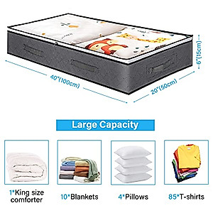 Under The Bed Storage Containers, 3 Pack Large Capacity Underbed Storage Bags Organizer, Collapsible Storage Bins with Clear Window for Blanket, Bedding, Comforter, Clothes Bedroom Storage Bags Gray