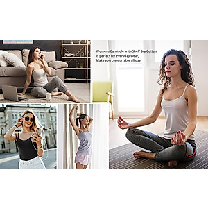 Accbiety 3-Pack Womens Camisole with Shelf Bra Adjustable Spaghetti Strap Cami Cotton Undershirt Tanks Black Navy Wine Red XL