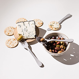 KNORK Eco 24 Piece (Fork, Knife, Spoon) Plant Based CutleryBamboo Reusable Flatware Set, Gray