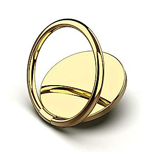 Pokanic Cell Phone Metal Ring Holder Finger Grip Stability Kickstand 360° Rotation Adjustable Collapsible Compatible with Apple iPhone, Samsung Galaxy, LG (Gold)