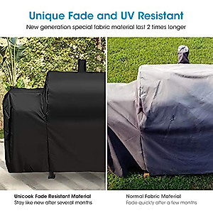 Unicook Heavy Duty Waterproof Grill Cover, Compatible with Oklahoma Joe's Longhorn Combo Smoker, Outdoor Charcoal/Smoker/Gas Combo Grill Cover, Offset Smoker Cover, Fade and UV Resistant, Black