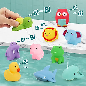 KIMSTONE 13 Pieces Baby Bath Toys with 1 pcs Bath Toy Storage & Organizer Bag for Tub Fishing Game and Pool Toys for Toddlers 1-3