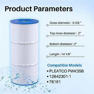 TOREAD PWK35B Filter Replaces Watkins 1642301-1, 78161, 78286, Hot Spring Limelight Series Filter Cartridge