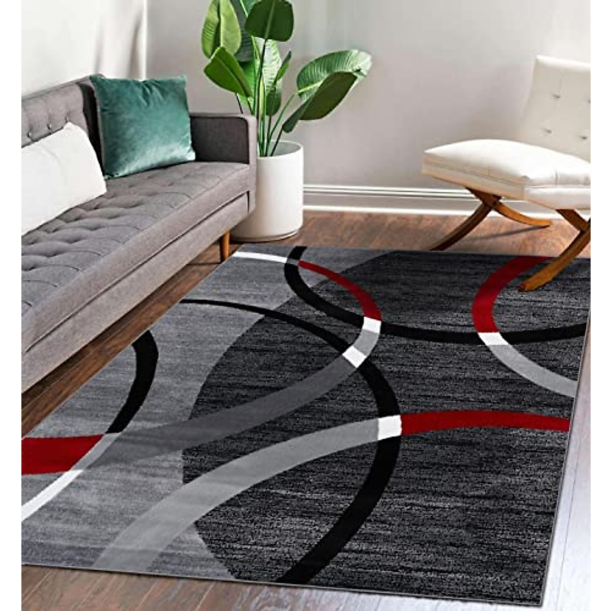 Persian-Rugs Luxe Weavers Victoria Collection 3895 Gray 8 ft x 11 ft Modern Abstract Geometric Stain Resistant Area Rug