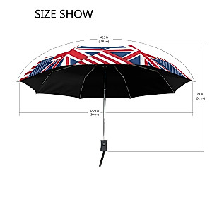ALAZA Union Jack British Flag 3 Folds Auto Open Close Anti-UV Umbrella