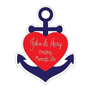 Large Magnet Customized for your Stateroom Door on your Disney Cruise, Carnival, Royal Caribbean, etc. - Personalized Anchor With Heart