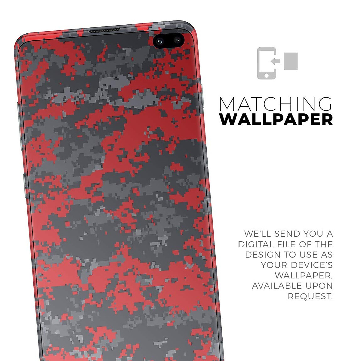 DesignSkinz Red and Gray Digital Camouflage Protective Vinyl Decal Wrap Skin Cover Compatible with The Samsung Galaxy S20 (Screen Trim & Back Glass Skin)