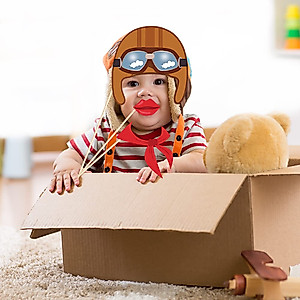 25Pcs Aviator Photo Booth Props DIY Kit Funny Pilot Airplane Flight Captain Hot Air Balloon Selfie Props Accessories Birthday Baby Shower Party Supplies Decorations Favors with Stickers (25)