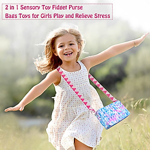 Pop Purse Bag for Girls Women Pop Girl Bag Sensory Fidget Bag with Strap, Girl Pop Toy Crossbody Body Handbags, Crossbody Small Purse Sensory Girl Toys (pink-blue)