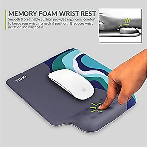 TIZUM Gel Mouse Pad Wrist Support|Place it on Desk with Laptop, Gaming Laptop, Monitor, Notebook|Has Anti-Slip Rubber Base, Foam & Cushion Support for Pain Relief|Use for Home & Office(9.7" x 8.2")