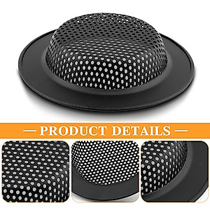 Kitchen Sink Stopper Strainer Set, 2 Stainless Steel Mesh Sink Drain Basket +1 Sink Drain Strainer +1 Sink Stopper for Kitchen Bathroom Sinks Bathtubs Replacement Sink Accessories(Black)