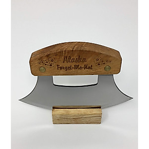 The ULU Factory The Ulu Factory's Alaska Forget-Me-Not State Flower Ulu Knife Set with Chopping Bowl!