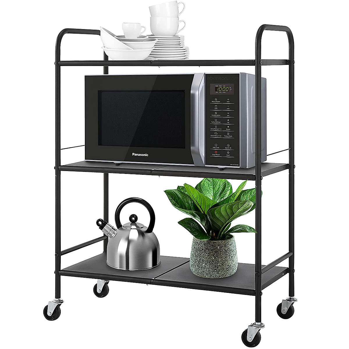 SunnyPoint Metal Rolling Organizer Utility Craft Cart (Large, BLK)