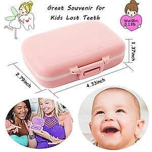 WANONEE Baby Teeth Keepsake Box, pp Children Kids Tooth Storage Holder Organizer Printed in English to Keep The Child-Wood Memory (Pink)